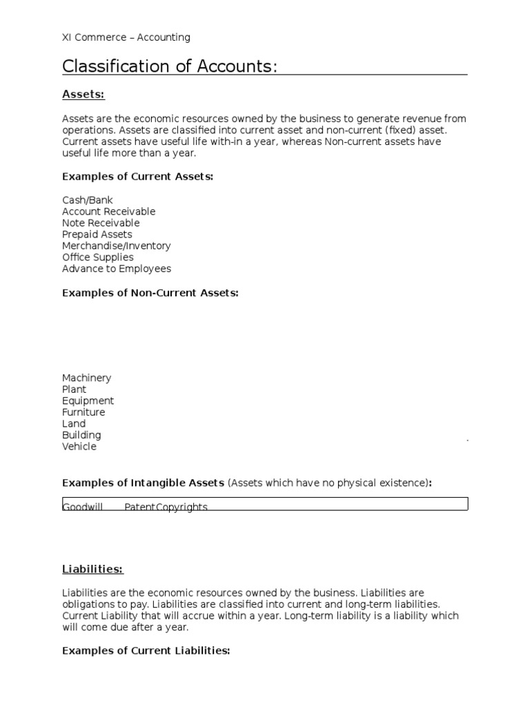 1 - Classification of Accounts | PDF | Debits And Credits | Expense