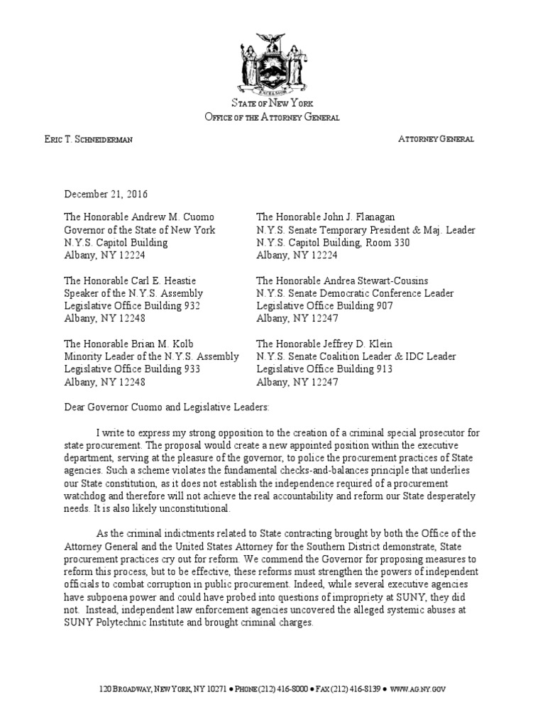 Letter re Special Prosecutor. 12.21.2016.pdf | Attorney General ...