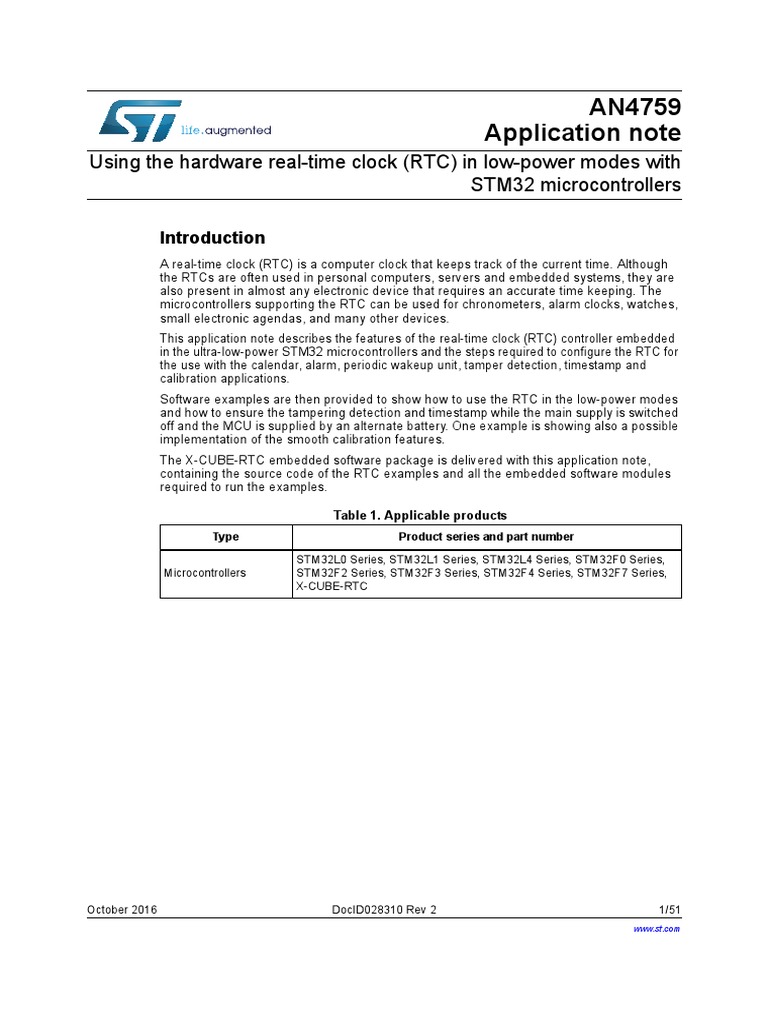 Stm32f4 RTC Low Power Mode | PDF | Microcontroller | Computer Hardware