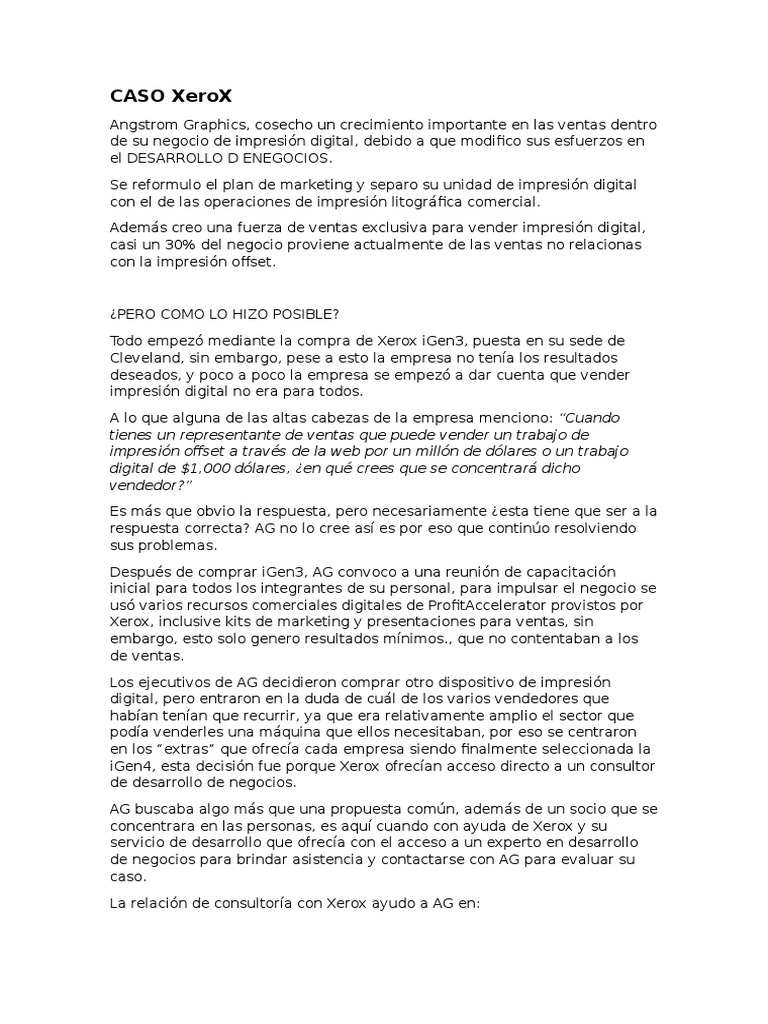 CASO XeroX | PDF | Marketing | Economias