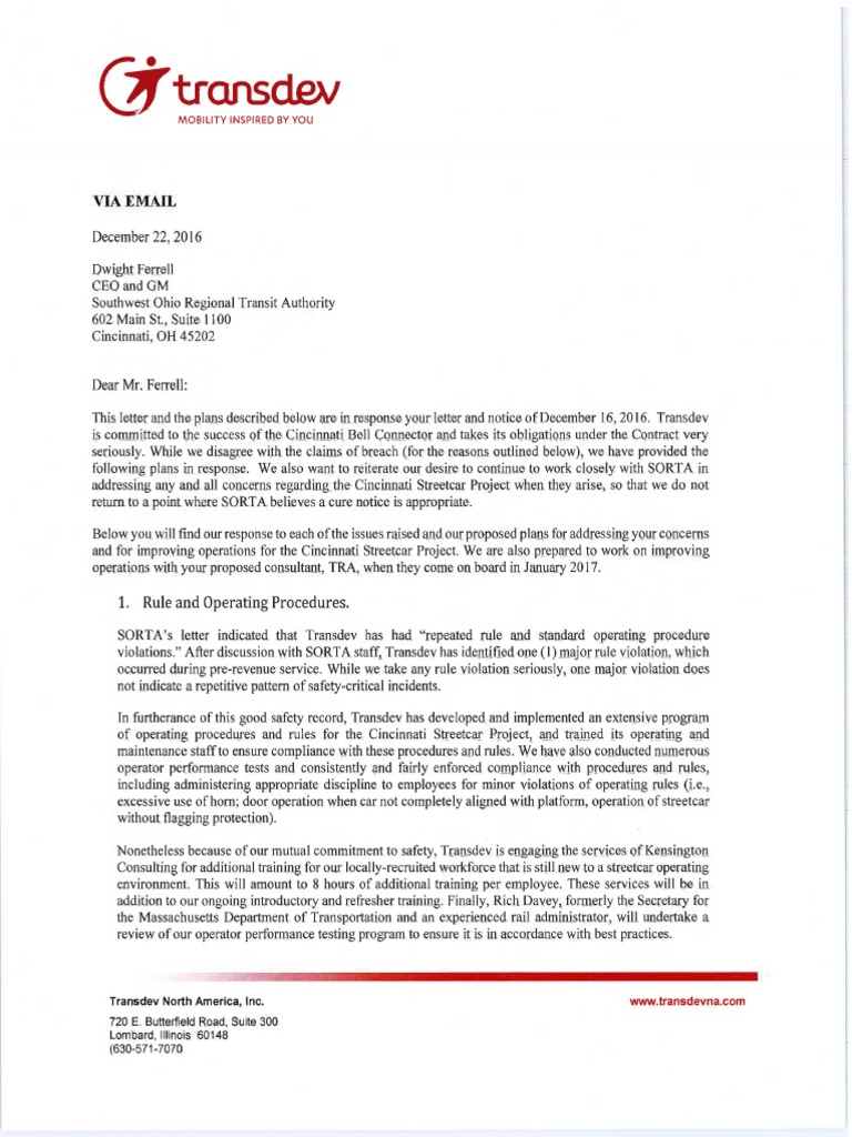Transdev Letter | PDF