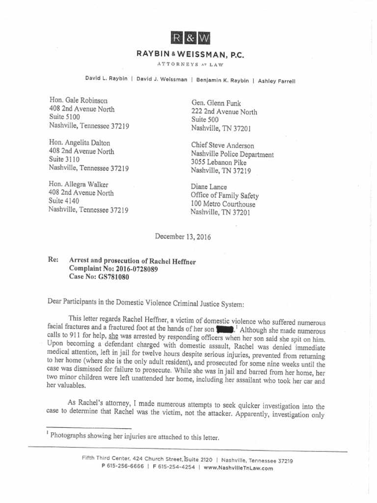 Letter asks for review of domestic violence cases