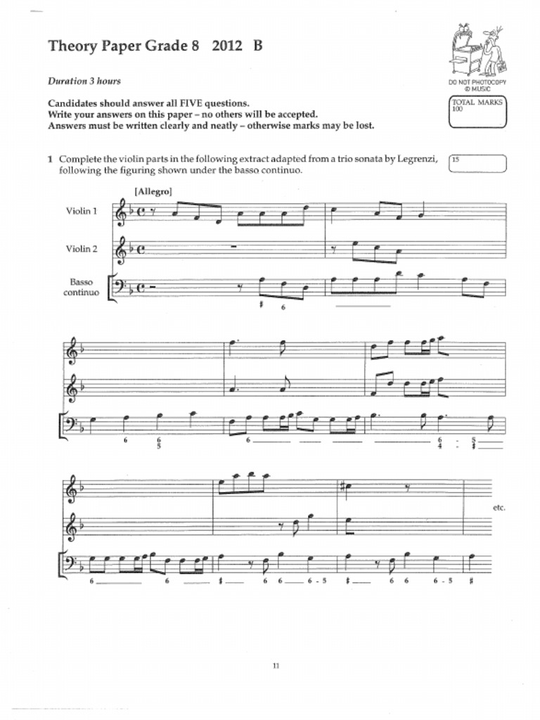 Theory Paper Grade 8b 2012 | PDF