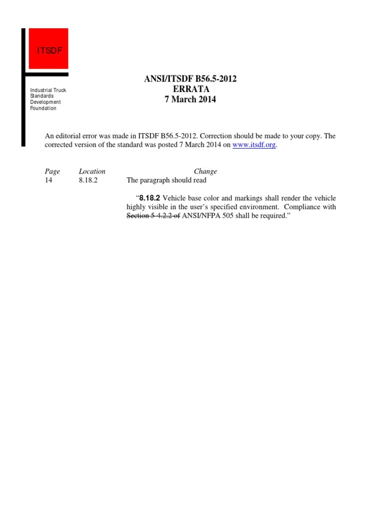 ANSI-ITSDF B56.5 2012 Erratta 03-07-14 | PDF
