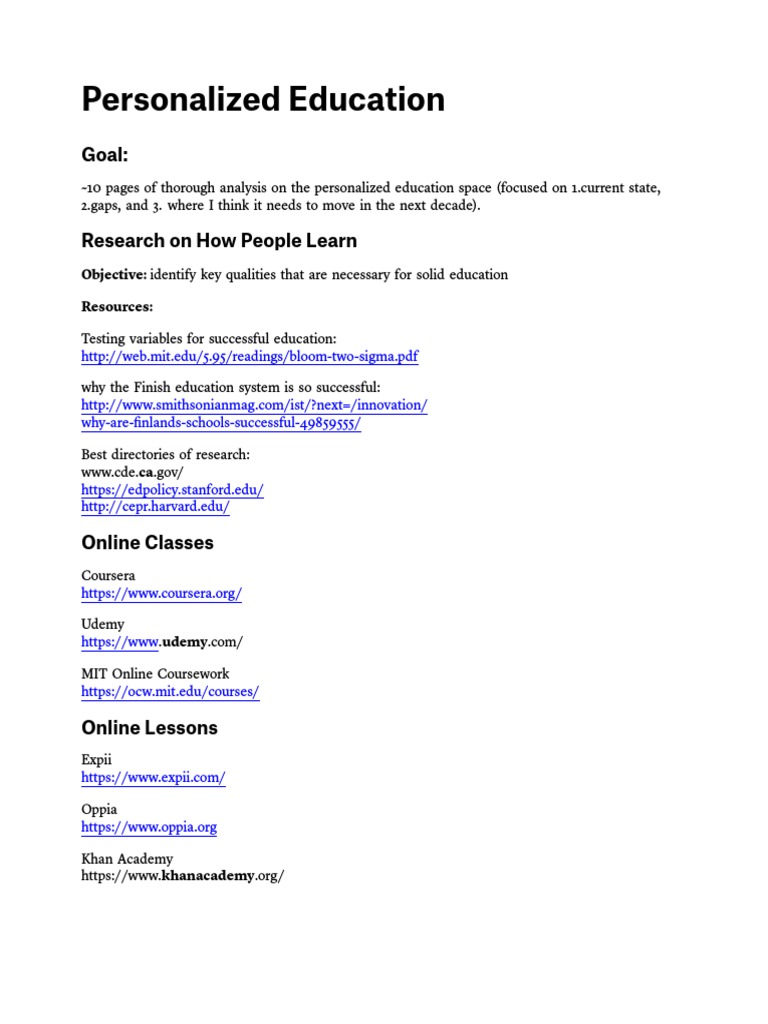 Personalized Education | PDF