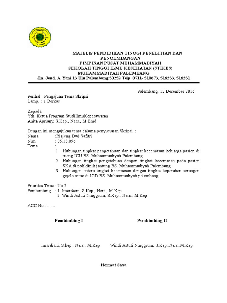 Surat Pengajuan Judul Skripsi | PDF