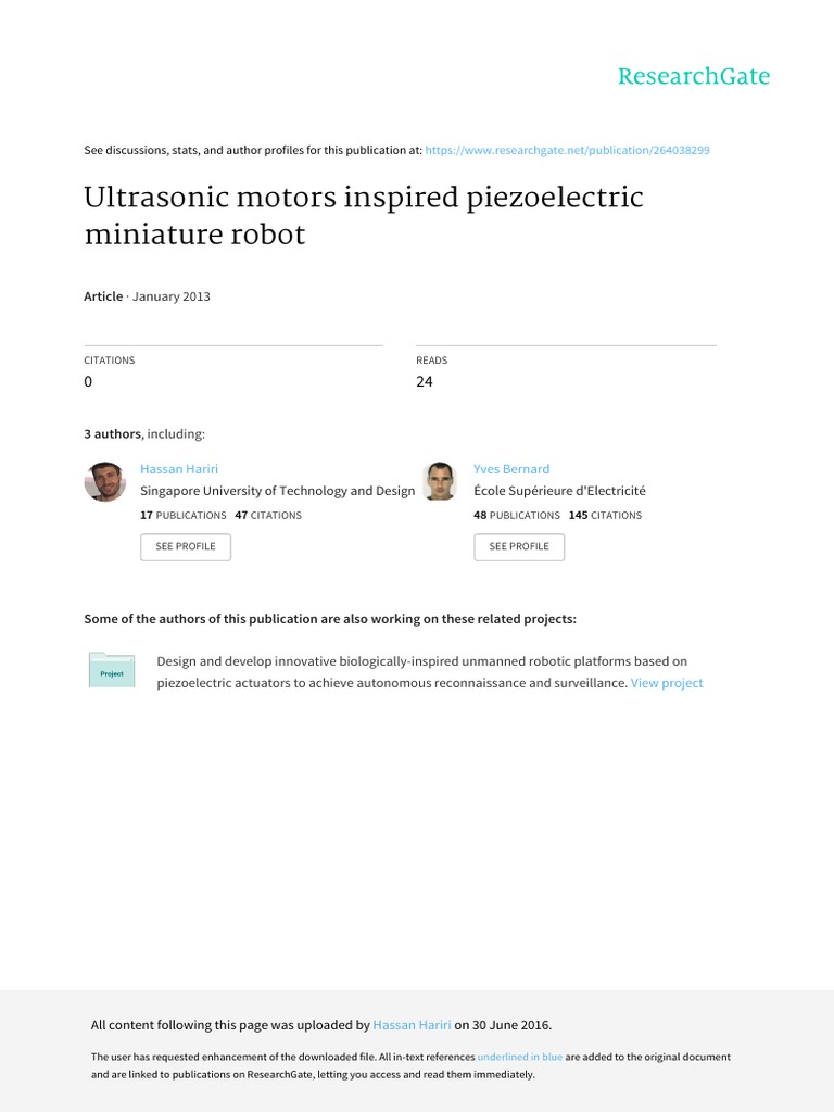 Piezoelectric Miniature Robot Design Pdf Piezoelectricity Matrix