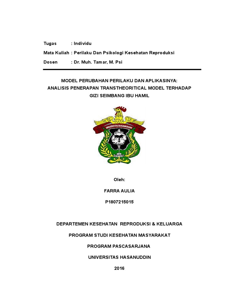 Aplikasi Transtheoritical Model Terhadap Gizi Seimbang Ibu Hamil | PDF