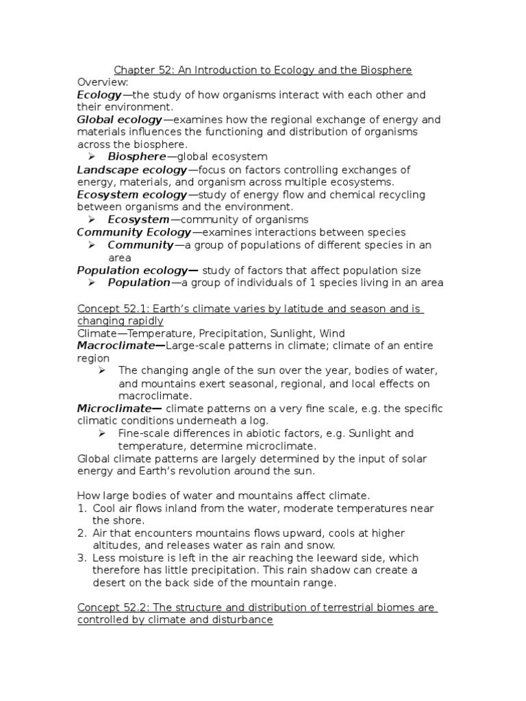 Chapter 52 Introduction To Ecology and The Biosphere | PDF | Grassland ...