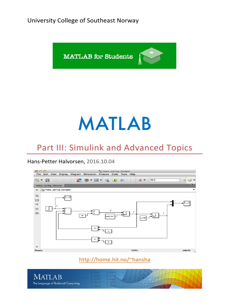 MATLAB Course - Part 3 PDF | PDF | Matlab | Simulation