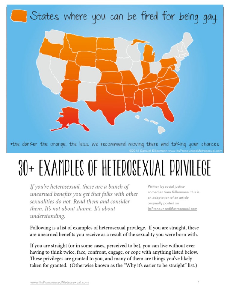 Heterosexual Privilege Checklist | Sexual Orientation | Homosexuality ...