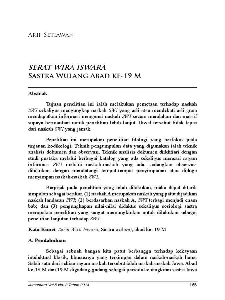 Arifsetiawan Serat Wira Iswara | PDF | Klasik