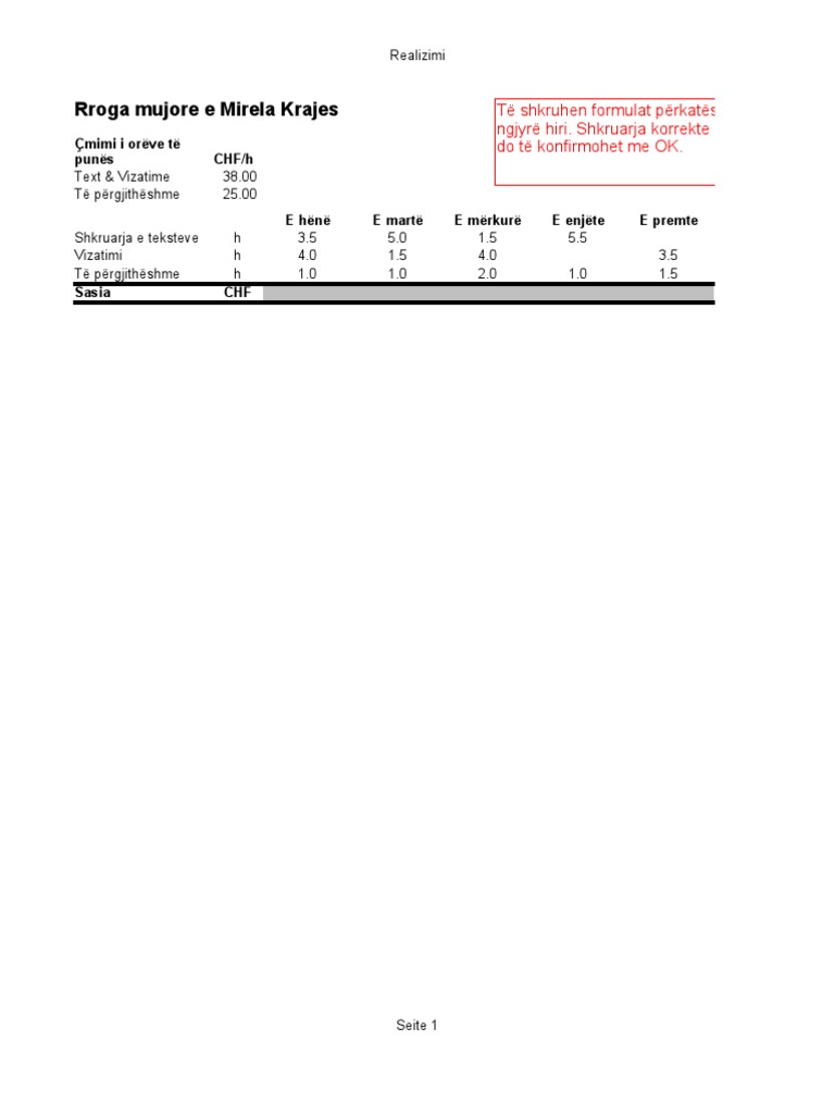 Llogaritja e Orëve | PDF