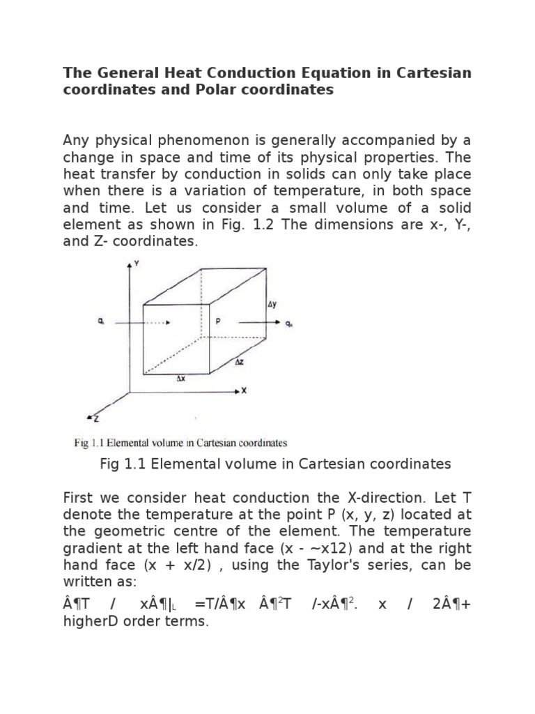 The General Heat Conduction Equation in Cartesian Coordinates and Polar ...