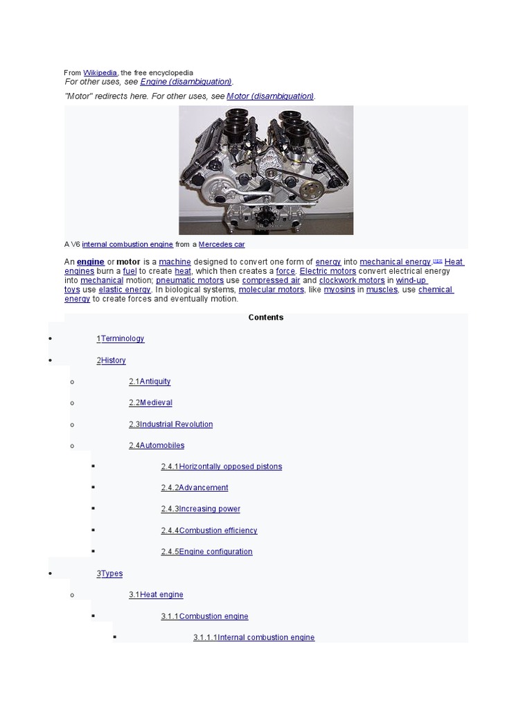 For Other Uses, See - "Motor" Redirects Here. For Other Uses, See | PDF ...