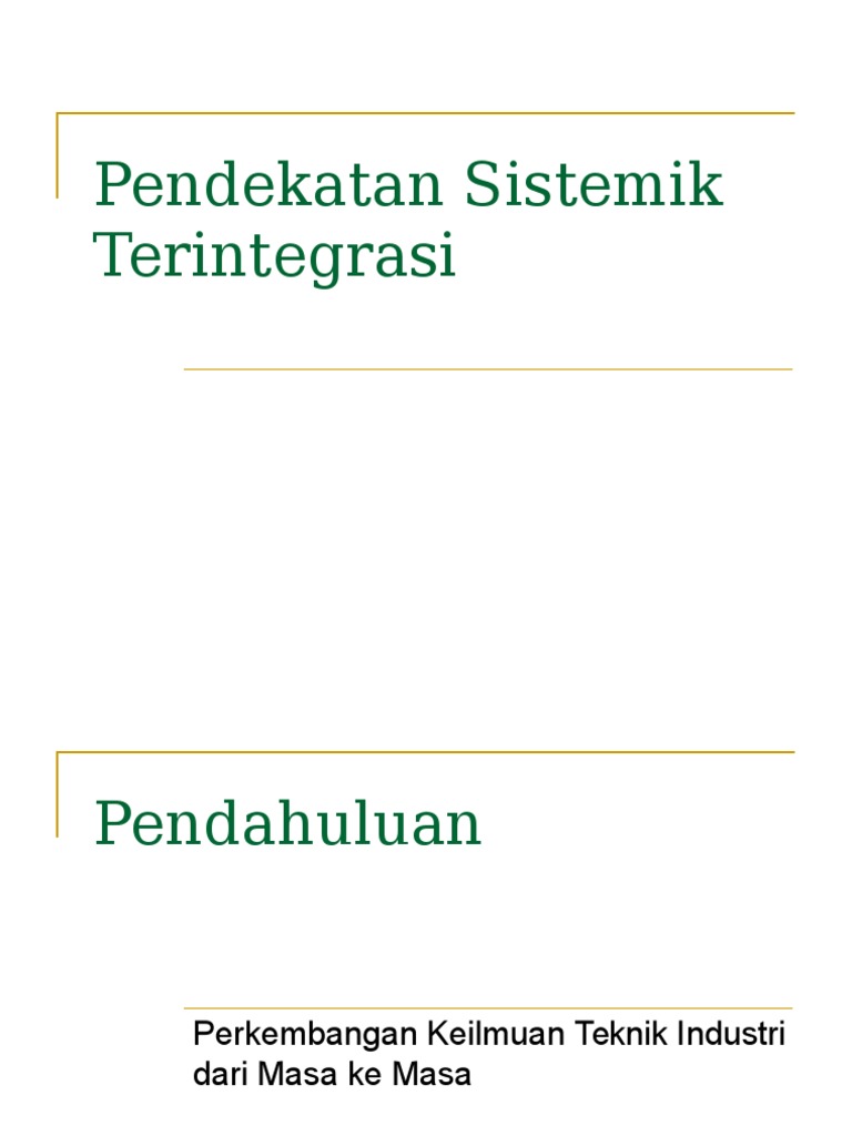 Pendekatan Sistemik Terintegrasi dalam Manajemen | PDF