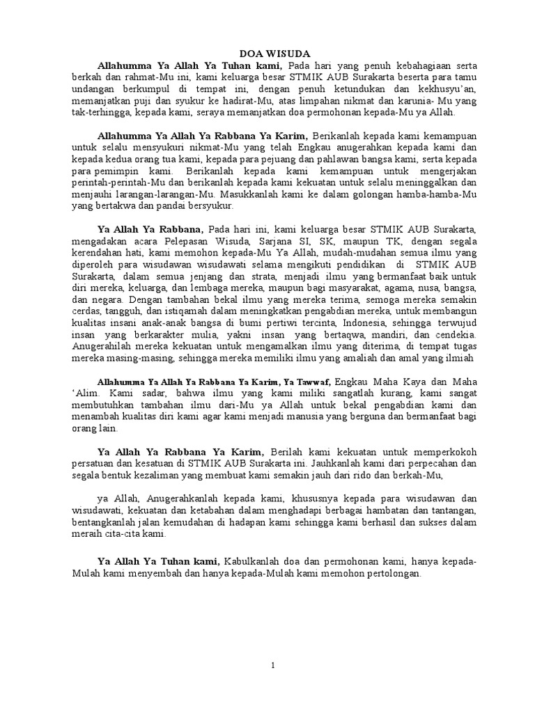 Doa Pelepasan Wisuda | PDF