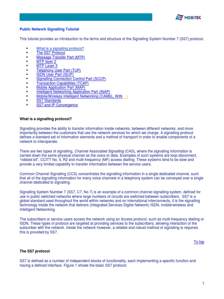 What Is A Signalling Protocol?: Public Network Signalling Tutorial | PDF