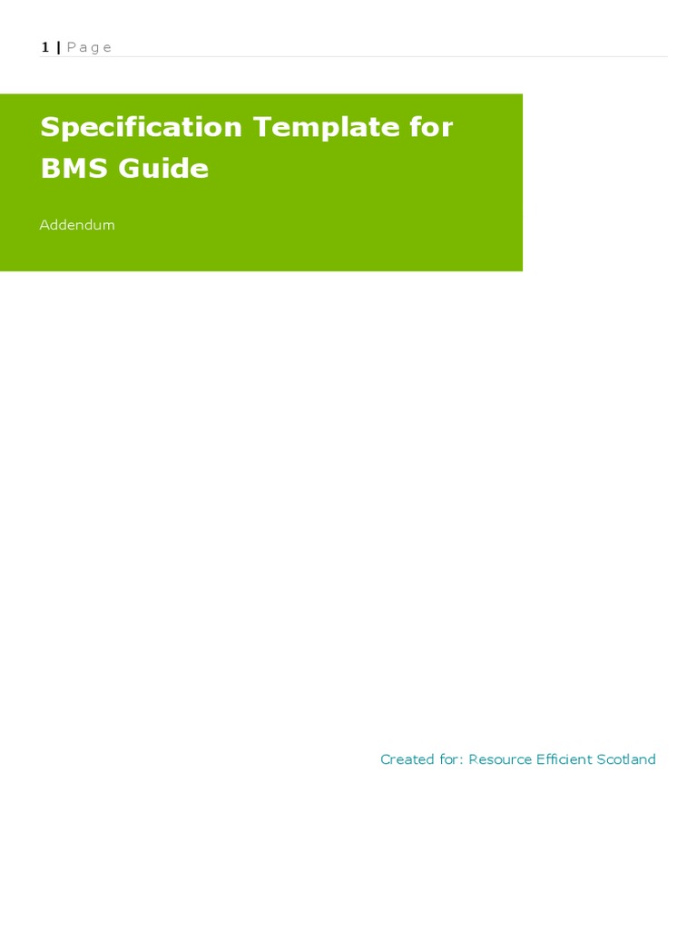 Specification Template For BMS Guide | PDF | Duct (Flow) | Water Heating