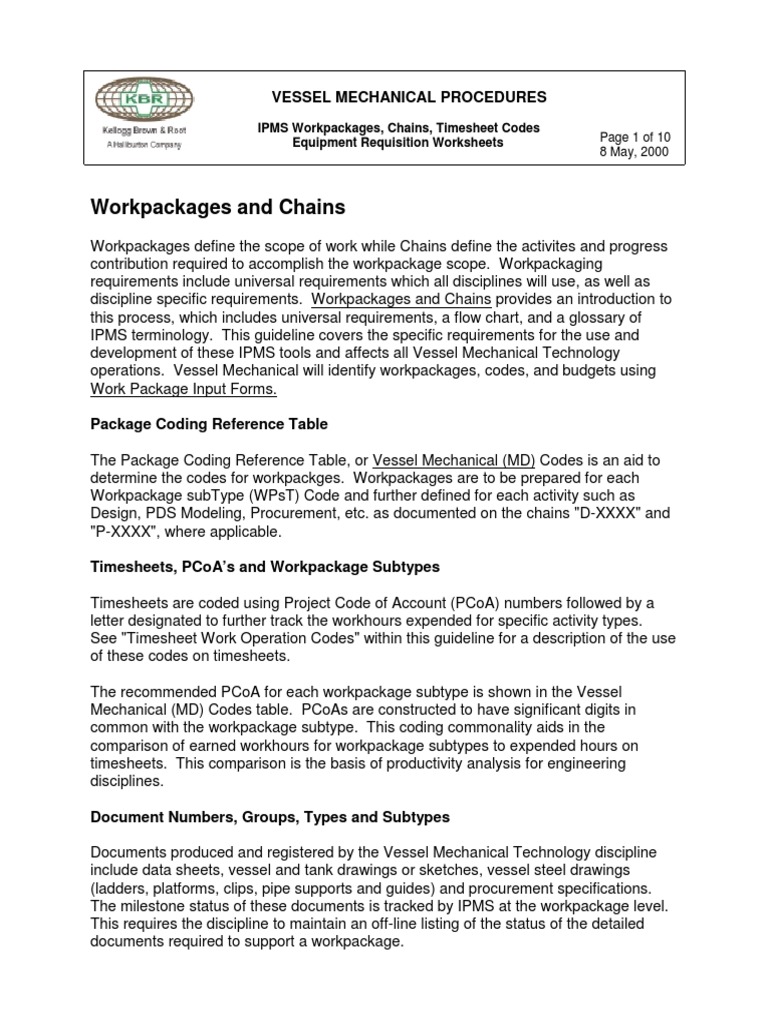 Workpackages and Chains: Vessel Mechanical Procedures | PDF