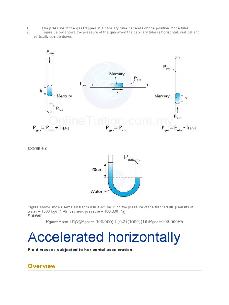 Fluids | Pressure | Acceleration