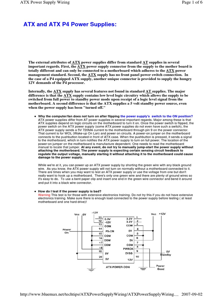 ATX and P4 Power Supplies PDF | PDF | Mechanical Fan | Electrical Connector