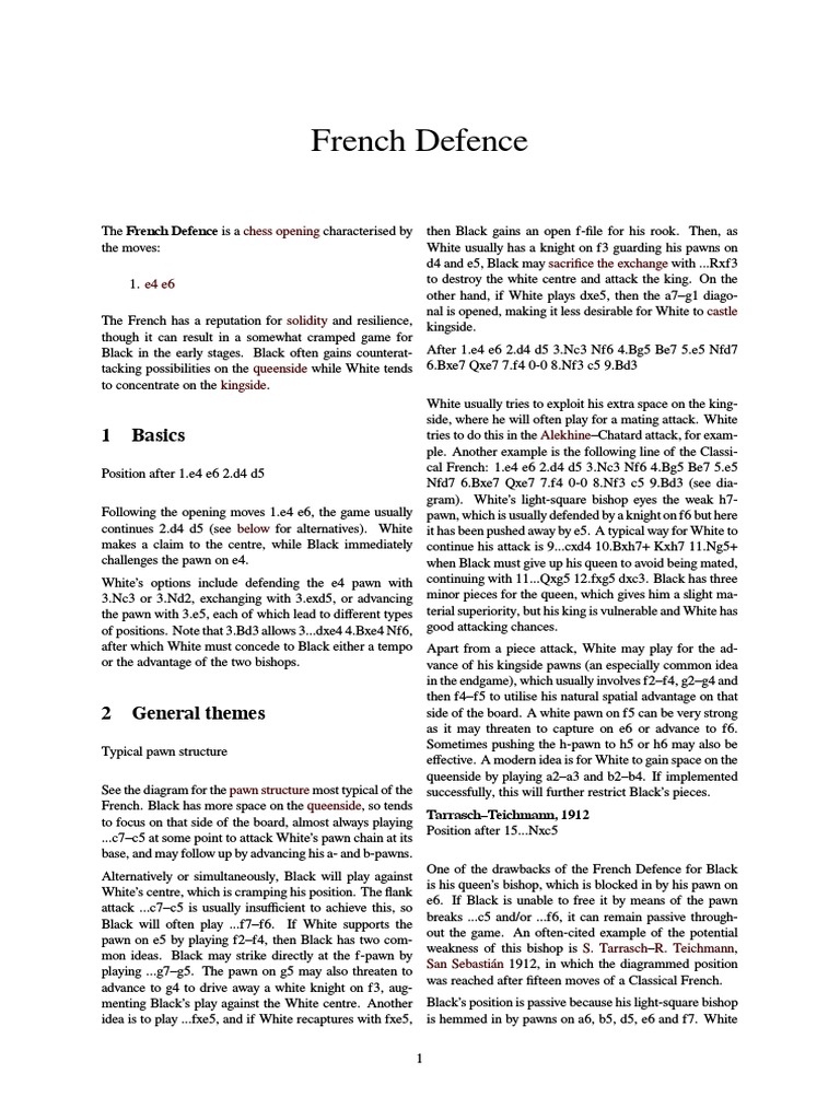 French Defence | PDF | Chess Openings | Chess