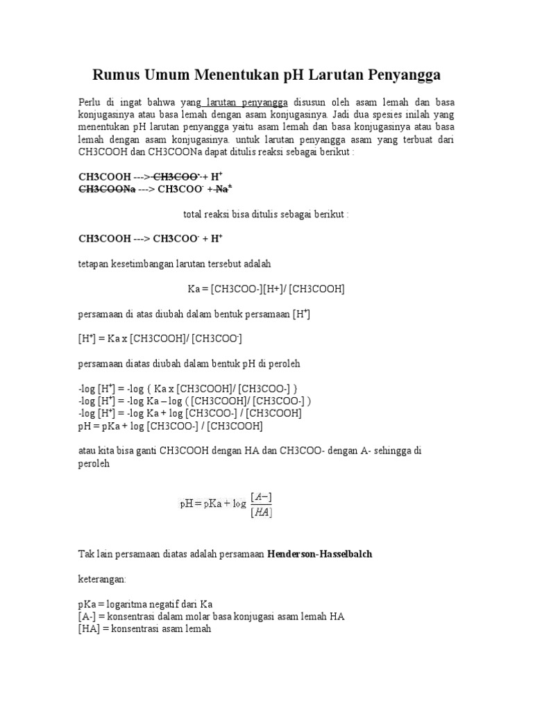 Rumus Umum Menentukan PH Larutan Penyangga | PDF
