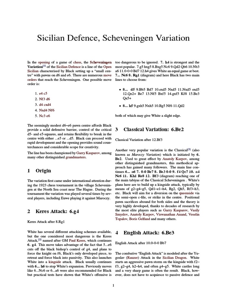 Sicilian Defence, Scheveningen Variation | PDF | Competitive Games ...