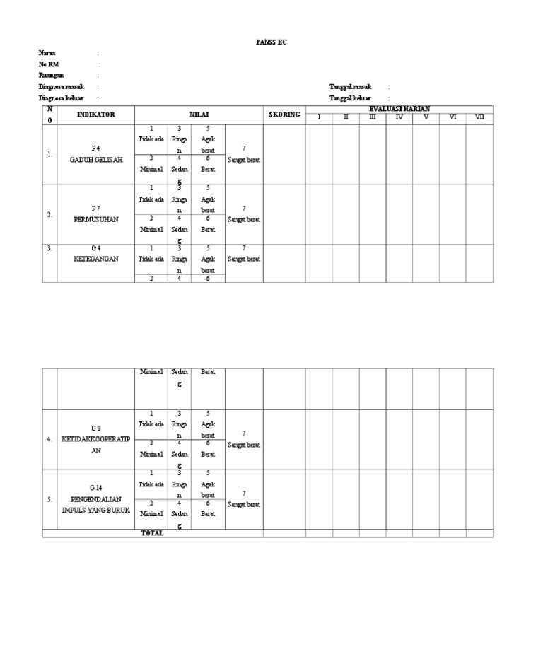 Formulir Panss - Ec | PDF