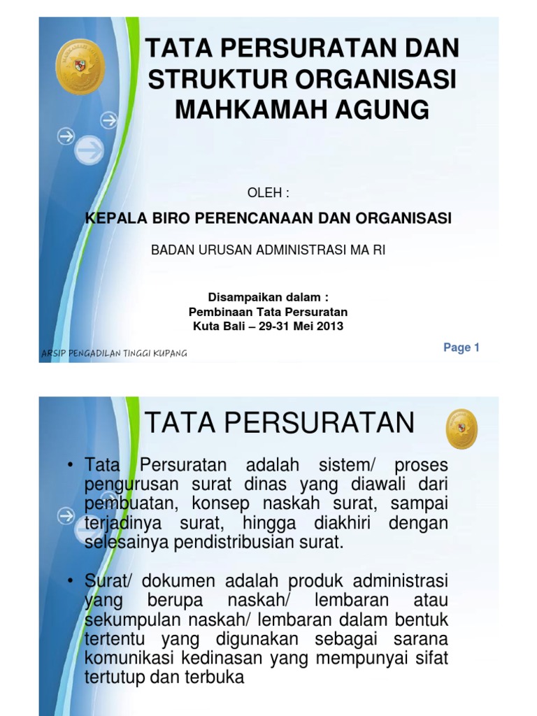 02 - Presentasi Pembinaan Tata Persuratan | PDF