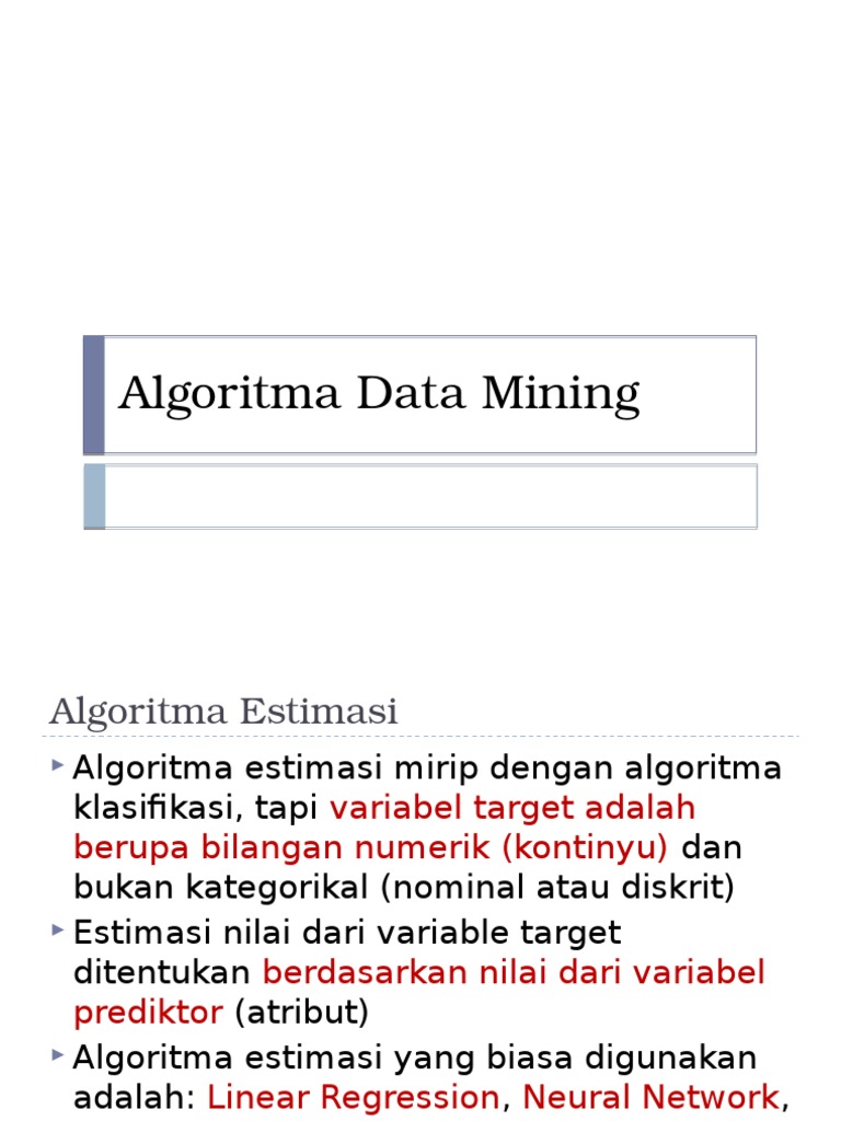 03 Algoritma Data Mining | PDF | Metode & Bahan Ajar | Komputer