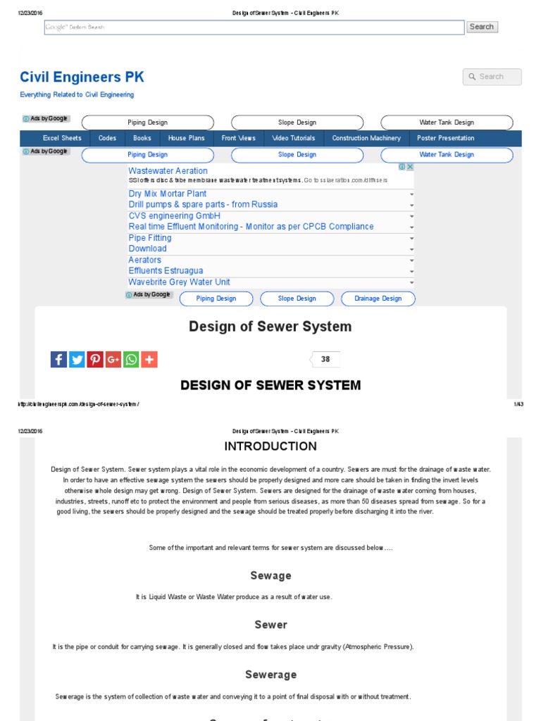 Sewer System Design Guide | PDF | Sanitary Sewer | Combined Sewer