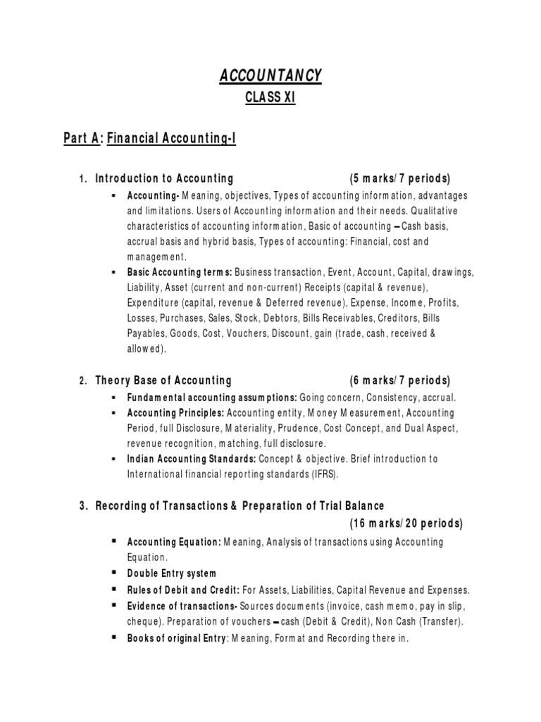 Higher Secondary Accounts Syllabus New | PDF | Debits And Credits ...
