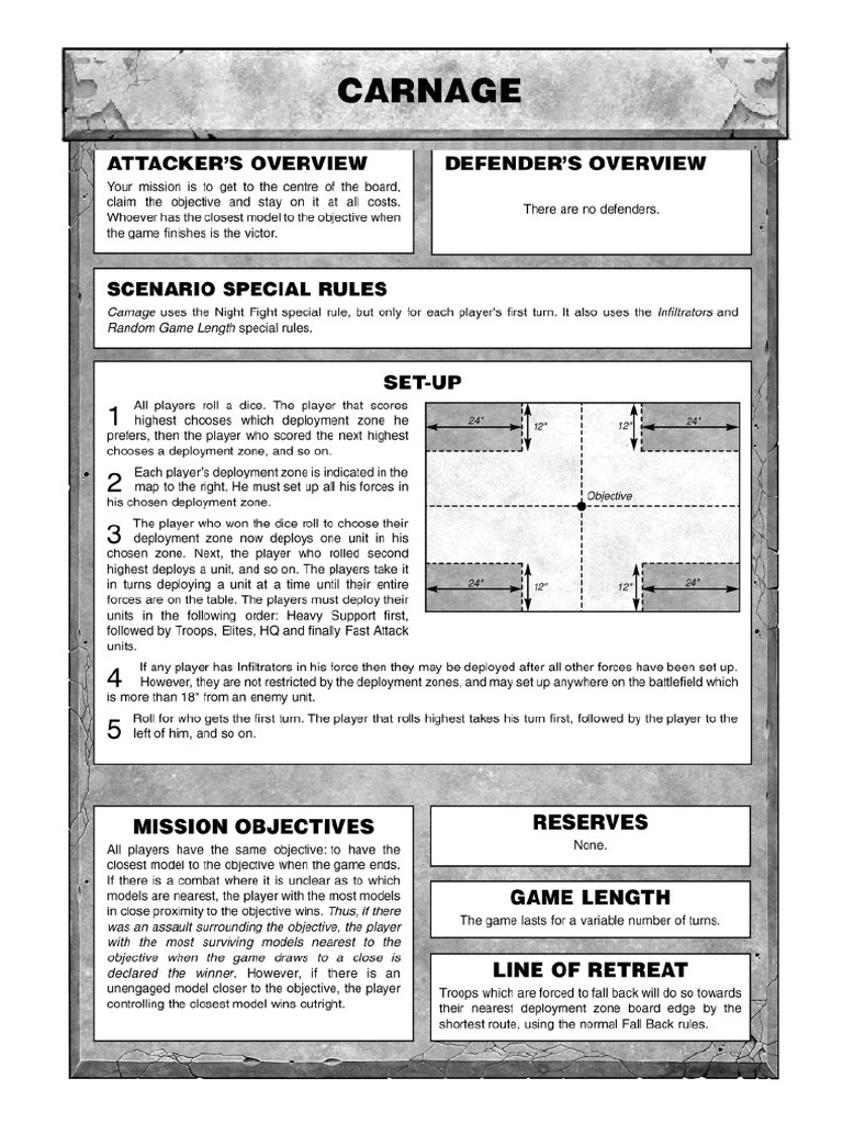 40K - Mission Rules - Carnage PDF | PDF