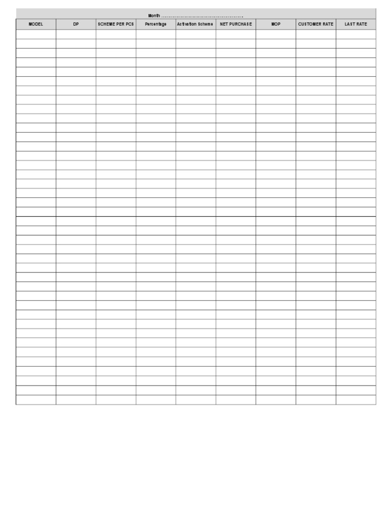 Month . Model DP Scheme Per Pcs Percentage Activation Scheme Net ...