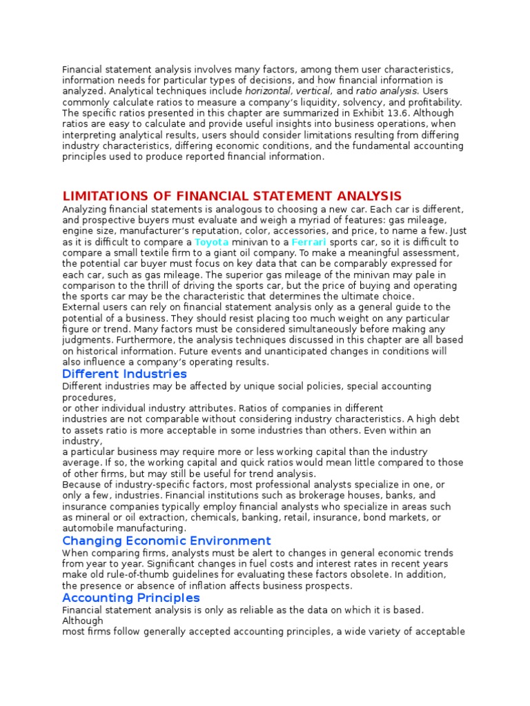 Limitations of Financial Statement Analysis | Financial Analyst ...