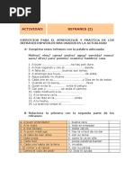 Ejercicios de Refranes Españoles | PDF