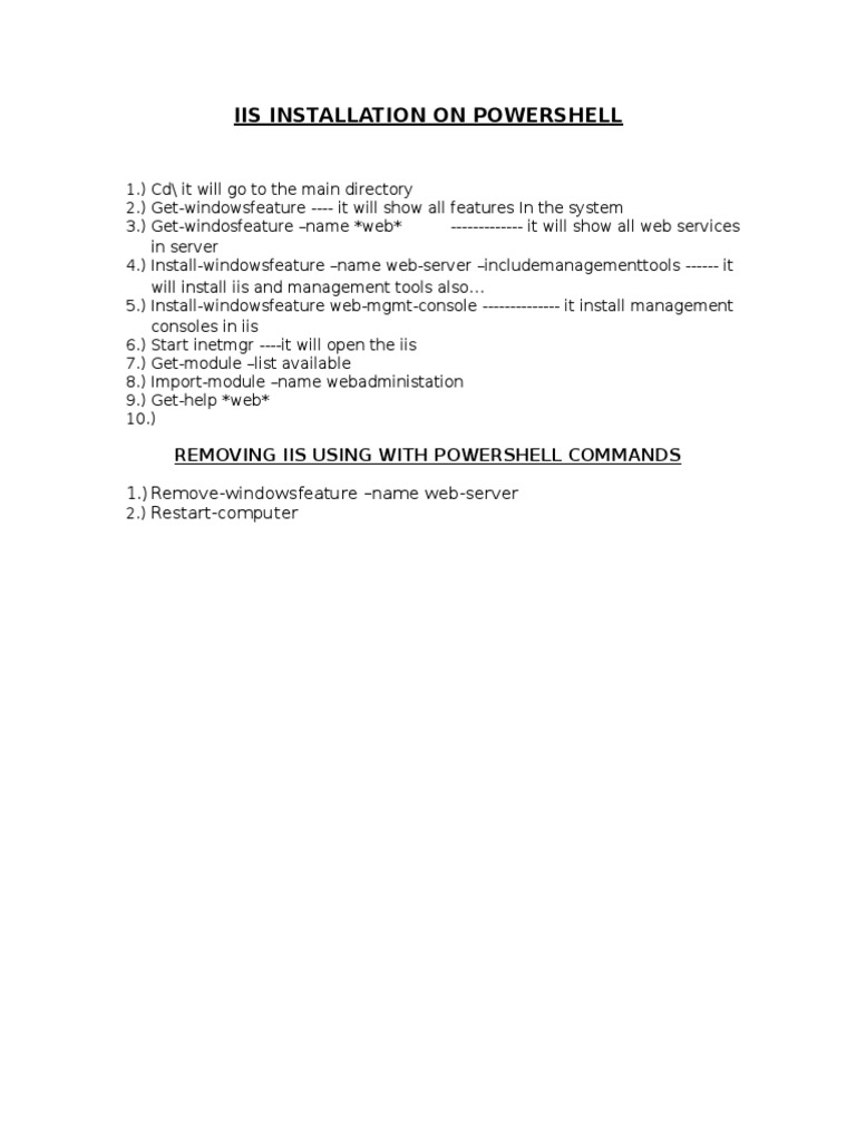 Iis Installation On Powershell | PDF