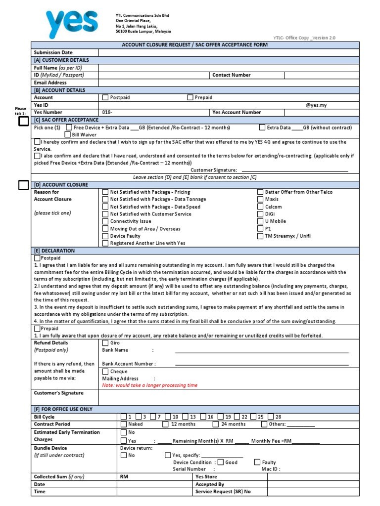 TerminationForm With SAC v2 1-1 | PDF | Deposit Account | Tax Refund