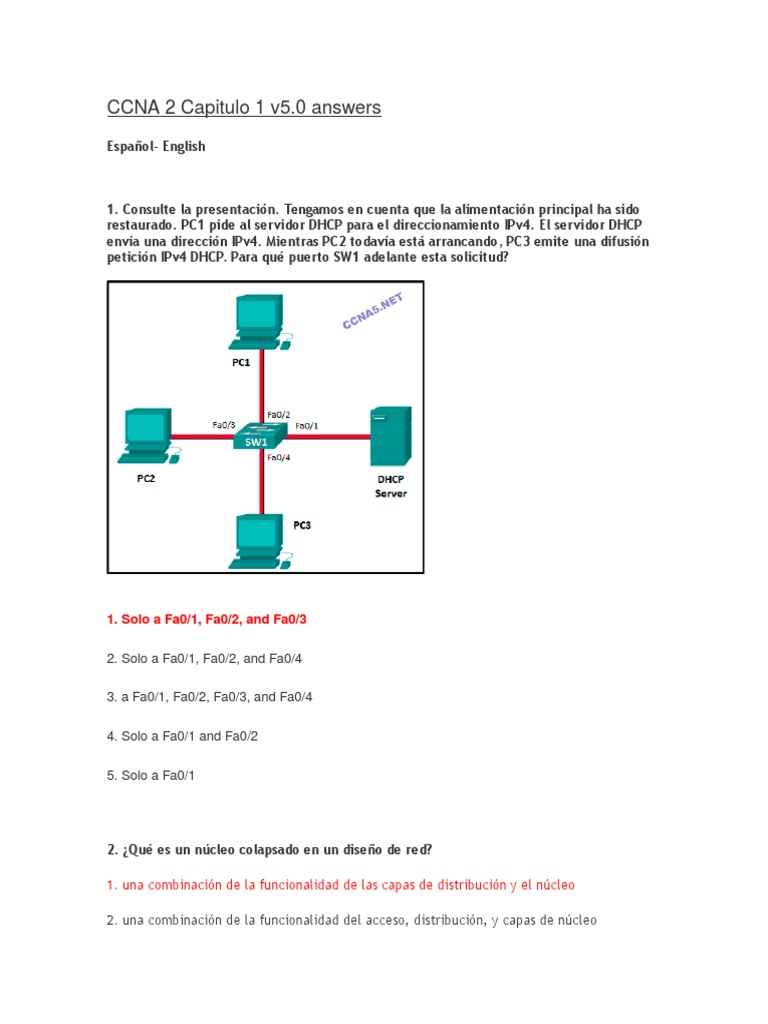 CCNA 2 Capitulo 1 v5 | PDF | Conmutador de red | Estándares de red