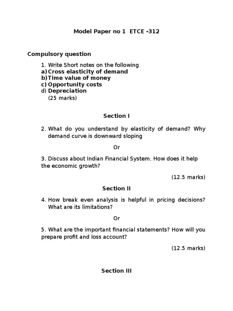 Model Paper No 1 ETCE | PDF