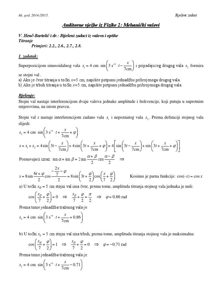 AV2 - Mehanicki Valovi - Rijeseni Zadaci - CD Grupe PDF | PDF
