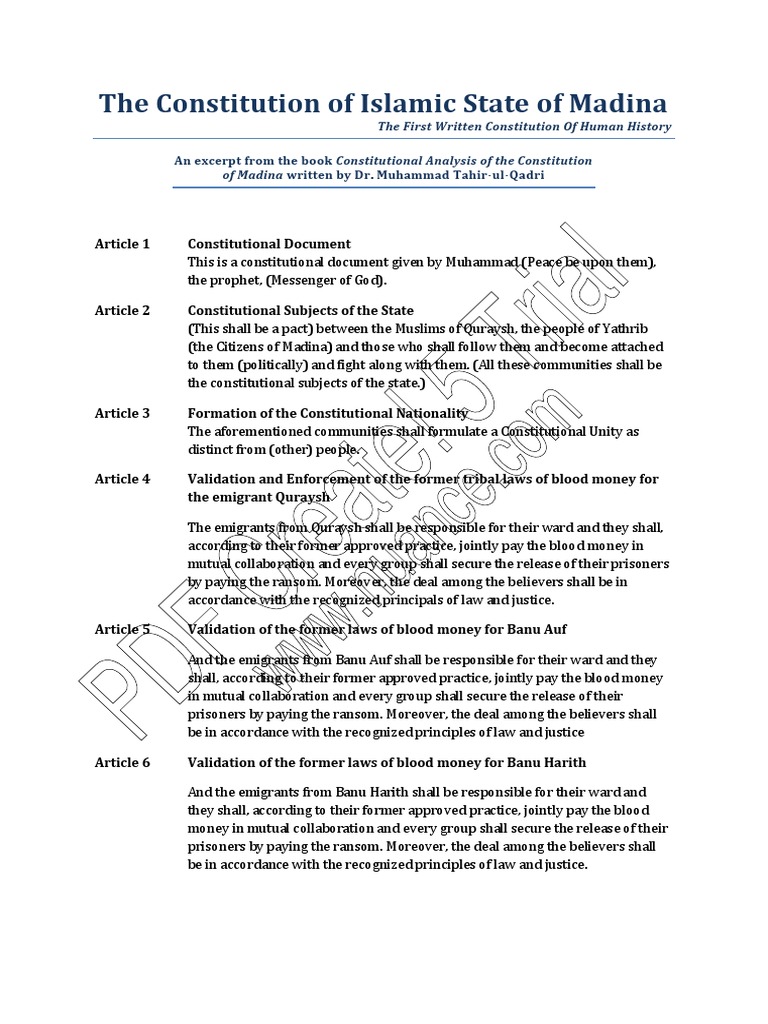 Constitution of Madina | PDF | Medina | Muhammad