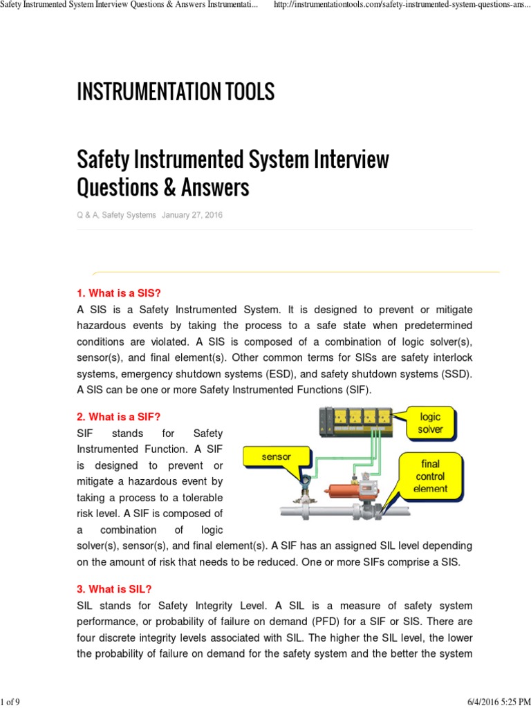 Safety Instrumented System Interview Questions & Answers ...