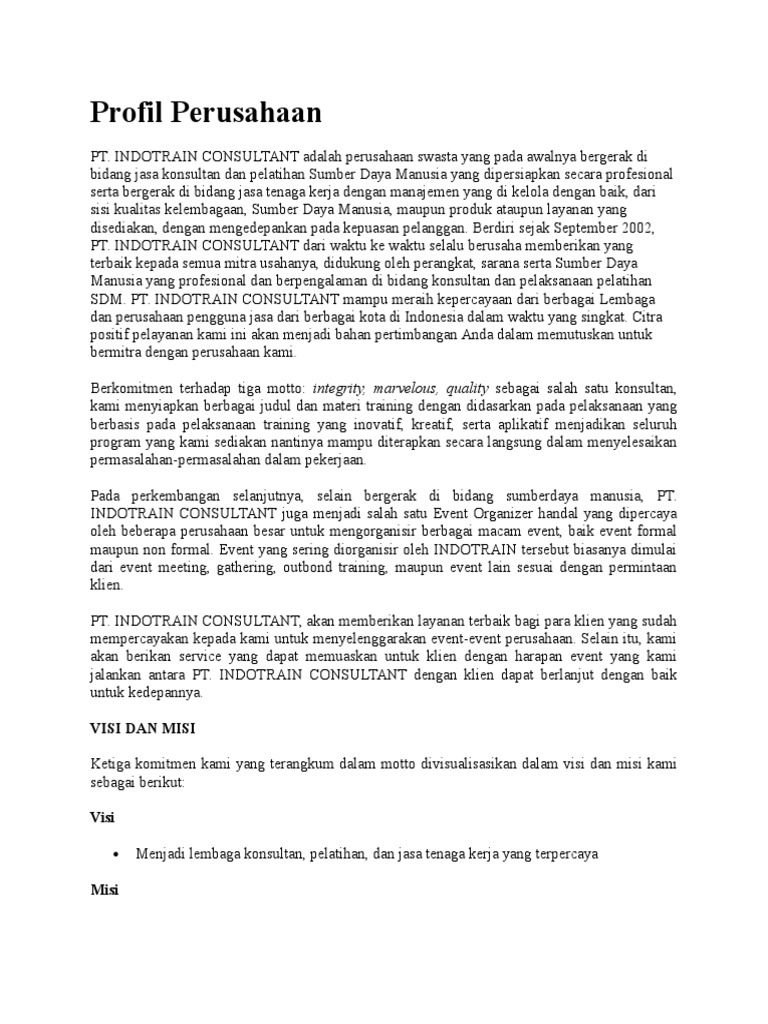 Contoh Profil Company | PDF