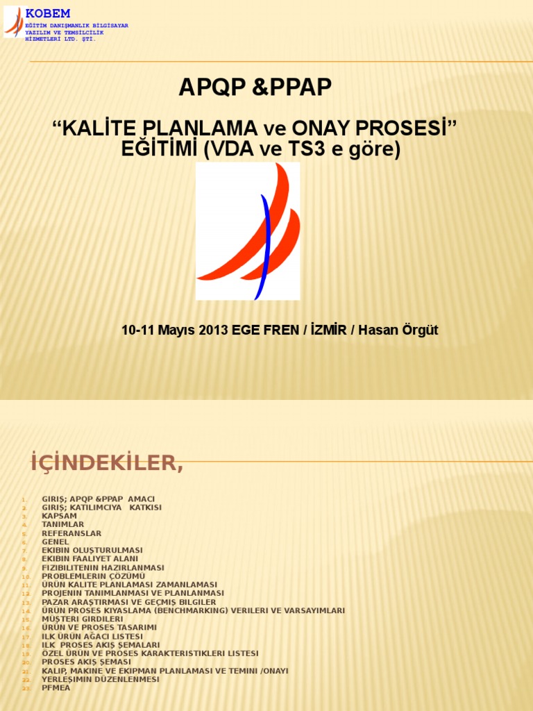 Kobem Vda Apqp&ppa Egitimi 2012 | PDF