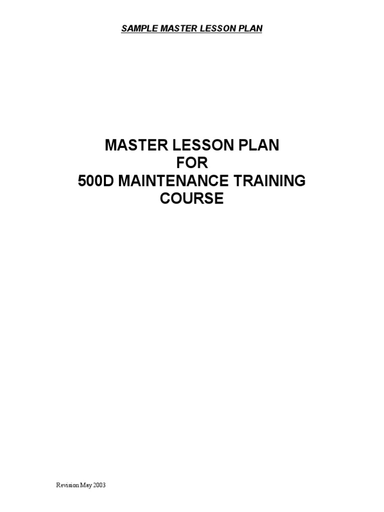 Master Lesson Plan FOR 500D Maintenance Training Course | PDF