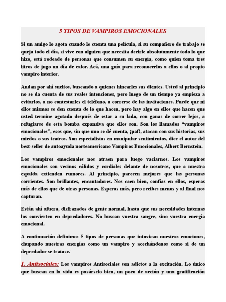 5 Tipos de Vampiros Emocionales | PDF | Vampiros | Verdad