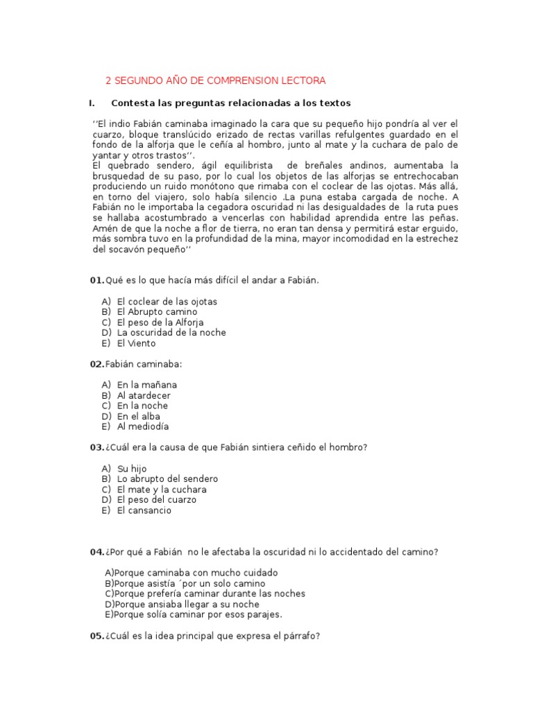 Comprension Lectora | PDF | París (mitología) | Malaria